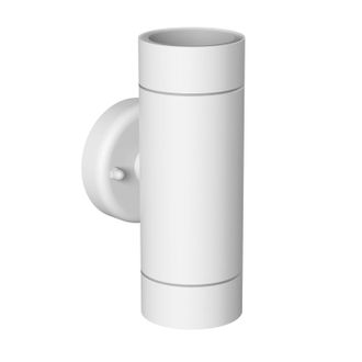 LEDs Com Wandleuchte WEDO für außen, IP44, Up-/Downlight, weiß matt, rund, 2x GU10 max. 35W