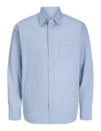 Jack & Jones Poplin Jjcody Ls Sn T-Shirt en Popeline, Chambray Blue, M Hommes