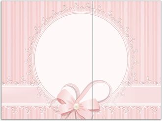 Wallario Herdabdeckplatte/Spritzschutz aus Glas, 2-teilig, 70x52cm, f&uuml;r Ceran- und Induktionsherde, Motiv Geschenkkarte, B&auml;nder, Spitzen und Schleifen in rosa