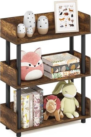 Furinno Turn-N-Tube 3-stufiges freistehendes Mehrzweck-Pr&auml;sentationsregal, B&uuml;cherregal, Bernsteinkiefer/Schwarz