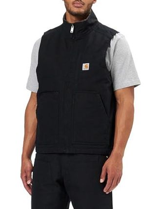 Carhartt Work in Progress 104277 Gilet à col montant en toile délavée pour homme avec doublure en Sherpa, noir, XX-Large haut