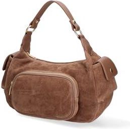 Gave Lux Sac &agrave; bandouli&egrave;re pour femme en cuir v&eacute;ritable Made in Italy 30x17x12 cm GLX228108523FBG, taupe, Taille unique
