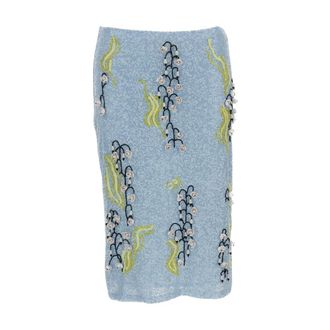 Des_Phemmes DES Phemmes, Femme, Jupes, Bleu, Taille: 38 FR Sequin-Embellished Midi Skirt