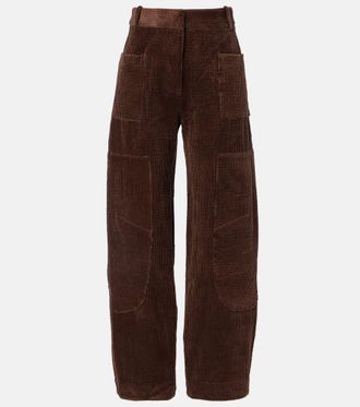 Ganni Pantalon cargo en velours côtelé de coton