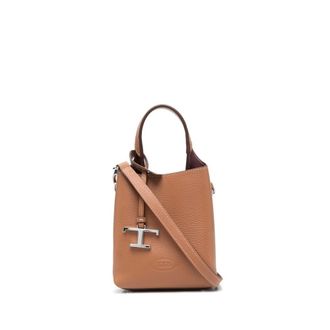 Tod's Femme, Sacs, Brun, Taille: ONE Size Sac &agrave; Main en Cuir Martel&eacute; Marron avec D&eacute;tails Argent
