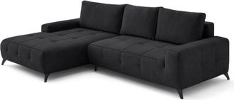 Best Mobilier Bestmobilier - Rimini - canapé dangle gauche 4 places convertible avec coffre en tissu texturé - noir