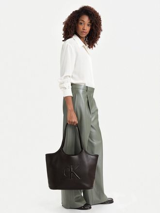Calvin Klein Handtasche Calvin Klein Bold Ck Shopper LV04F3562G Dunkelbraun