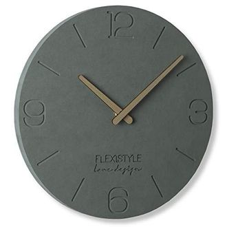 FlexiStyle Wanduhr ohne tickger&auml;usche ECO 30cm, Wohnzimmer, Schlafzimmer, in Europa hergestellt (Grau 3)