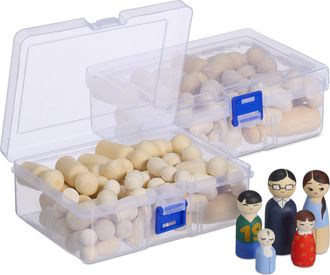 Relaxdays Holzfiguren, 100er Set, Spielfiguren zum Bemalen, Mensch, Familie, Kinder, DIY Krippenfiguren, Deko, Natur