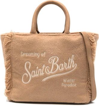 MC2 Saint Barth mini Vanity fringed embroidered tote bag - Nude