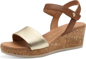 Marco Tozzi Damen Sandalen mit Keilabsatz mit Lederanteil Sommer, Gold (Gold Comb), 38 EU