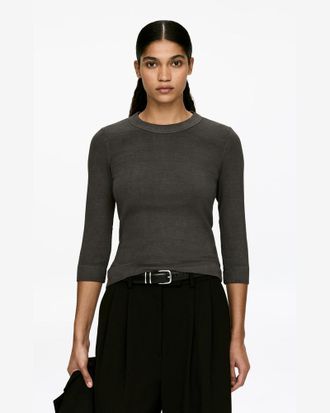 Arket Geripptes Oberteil -Schwarz