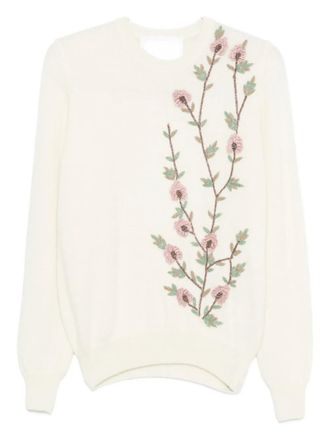 Costarellos Pullover mit Blumenstickerei - Nude