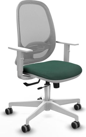 Piqueras y Crespo B&uuml;roarbeitsstuhl mit wei&szlig;en Armlehnen, h&ouml;henverstellbare Lendenwirbelst&uuml;tze, ausgestattet mit Syncro/Translack und Schneideschaum, Grau/Flaschengr&uuml;n