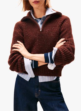 Tommy Hilfiger Pull zipp&eacute; avec laine &agrave; logo