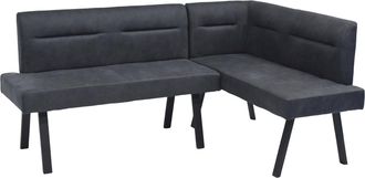 Byliving Eckbank Montreal, Langer Schenkel Links, Bezug in anthrazit, Gestell in schwarz, Ziernaht im R&uuml;cken, Taschenfederkern, Esszimmerbank, K&uuml;chenbank, Ma&szlig;e