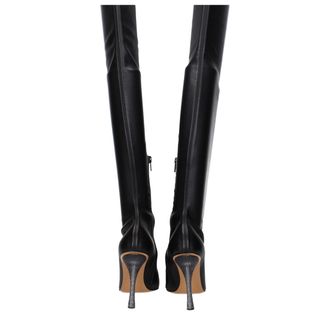 Off-white Womens Black Leather Over The Knee Shoe
