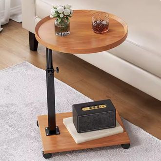 Generic C-F&ouml;Rmiger Beistelltisch, Betttisch Mit 360&deg;-Rundumrollen, H&ouml;Henverstellbar, Einbaubar, Abgerundete Ecken