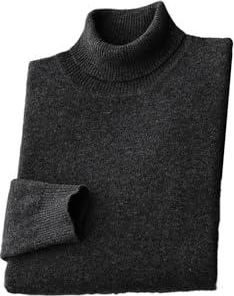 Generic Pull &eacute;pais &agrave; col roul&eacute; en laine pour homme, Gris fonc&eacute; 9., XXL