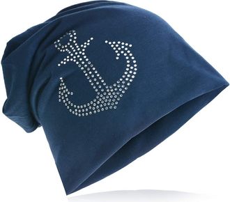 Miobo Jersey Slouch Beanie mit Anker Style, Herren Damen,Einheitsgr&ouml;&szlig;e,strassAnker Dunkelblau