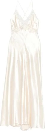 Alberta Ferretti Femme, Robes, Beige, Taille: 36 FR Robe &agrave; Bretelles en Dentelle