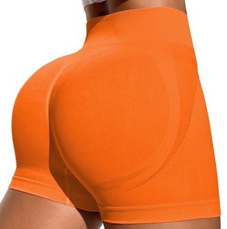 Generic Short de cyclisme sans couture taille haute pour femme 2026, Orange, S