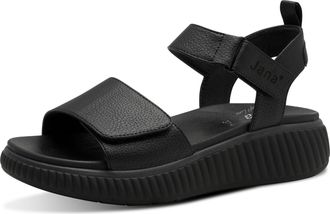 Jana Damen Sandalen flach mit Chunky-Sohle Vegan, Schwarz (Black), 41 EU