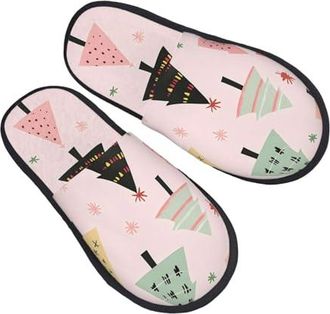 Generic Unisex Pantoufles Sapin de No&euml;l color&eacute; Flocon de neige Maison Pantoufles Antid&eacute;rapant Chaussons Femme pour Homme Femme Int&eacute;rieur M