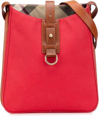 Burberry Hobo Bags - Supernova Check Trimmed Canvas Crossbody - Gr. unisize - in Rot - für Damen