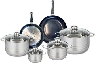 Fackelmann ELO 9724550 Batterie de cuisine 6 pi&egrave;ces, Ensemble de 2 Po&ecirc;les de cuisson 20 et 24 cm et 4 faitouts 12, 16, 20 et 24 cm Elo Prima Brillant, inox, indu
