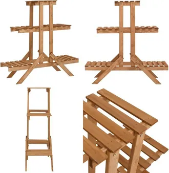 vidaXL Blumenst&auml;nder 83x25x83 cm Tannenholz - Holzpflanze - Blumentr&auml;ger - Tannenzapfen - Gartendekoration - Balkonm&ouml;bel - Home & Living