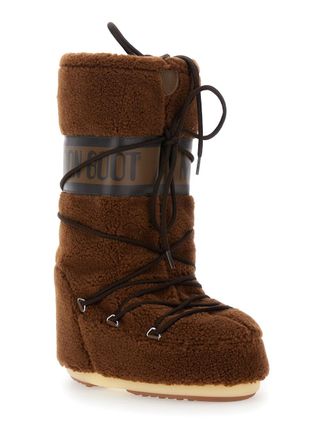 Moon Boot Womens Brown Snow Boots With Maxi Logo Print Acrylic