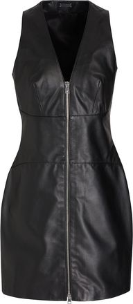 8 by YOOX LEATHER FULL ZIP-UP FRONT MINI DRESS