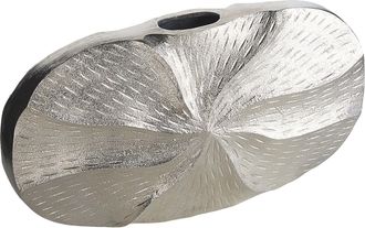 Beliani Blumenvase Aluminium Silber 21 cm Handarbeit Dekoration edel Urgench