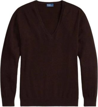 Polo Ralph Lauren Femme, Pulls, Brun, Taille: 38 FR V-neck Tricots