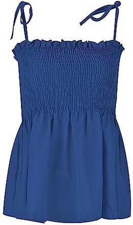 Generic D&eacute;bardeurs Femme avec Bretelles Spaghetti, Caraco Femme Ruch&eacute; Couleur Unie Haut sans Manche pour F&ecirc;te D Anniversaire Mari&eacute;e Soir&eacute;es Top Chic Et &Eacute;l&eacute;gan