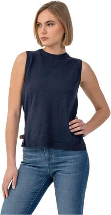 Kocca Femme, Pulls, Bleu, Taille: 40 FR Haut Chic Sans Manches &agrave; Col Montant