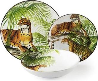 Excelsa Leopard Service de vaisselle 18 pièces, porcelaine, décoration multicolore, 6 personnes