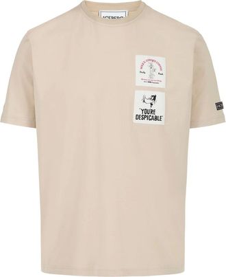 Iceberg Homme, Tops, Beige, Taille: S T-Shirt Coupe Slim en Jersey de Coton