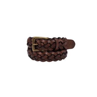 Polo Ralph Lauren Ceinture tress&eacute;e en cuir de veau - Homme - Accessoires - Brun - Taille: S