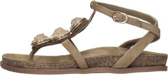 Emanuelle Vee Femme, Chaussures, Beige, Taille: 36 EU Sandale Plate en Daim
