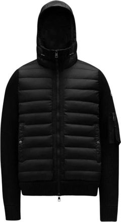 Moncler Homme, Vestes, Noir, Taille: XL Veste Cardigan Matelassée avec Capuche