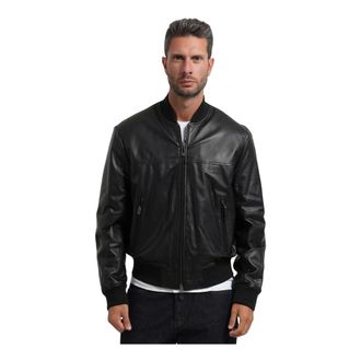 A|X Armani Exchange Blouson en cuir coupe droite - Homme - Vestes - Noir - Taille: L