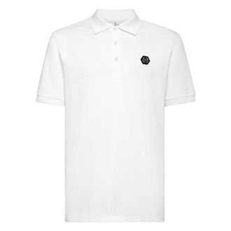 Philipp Plein Homme, Tops, Blanc, Taille: 3XL Polo Slim Fit Skully Gang