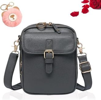 Generic Sac &agrave; bandouli&egrave;re, petit sac &agrave; bandouli&egrave;re vintage avec emplacements pour cartes, gris, 16*7*20cm (6.3*2.75*7.87inches)