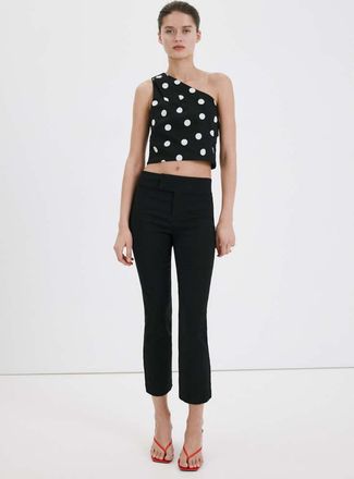 Mango Top asym&eacute;trique &agrave; pois noir - Femme - S - MANGO