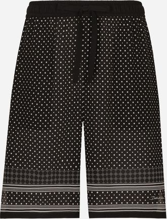 Dolce & Gabbana Jogging-bermudas Aus Seide Krawattenprint - Mann Hosen Und Shorts Drucken 46