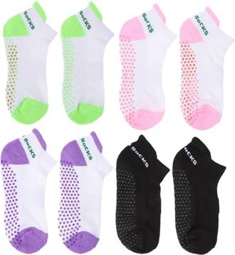 Valiclud Lot de 4 Paires de Chaussettes de Yoga &Eacute;paisses en Coton Antid&eacute;rapantes et Respirantes Chaussettes Confortables pour Sport Int&eacute;rieur et Ext&eacute;rieur Fitn