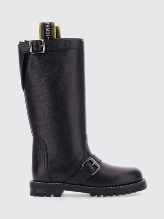 Fendi Bottes de motard en cuir de veau grain&eacute; avec logo jacquard