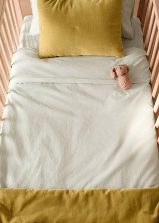 Mango Housse de couette berceau en coton lav&eacute; double surpiq&ucirc;re vert for&ecirc;t - Home - 100x120cm - MANGO HOME